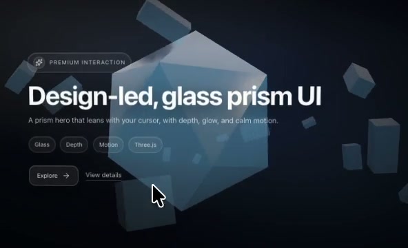 Prism Hero - Glass Prism React Hero Section - Reactverse